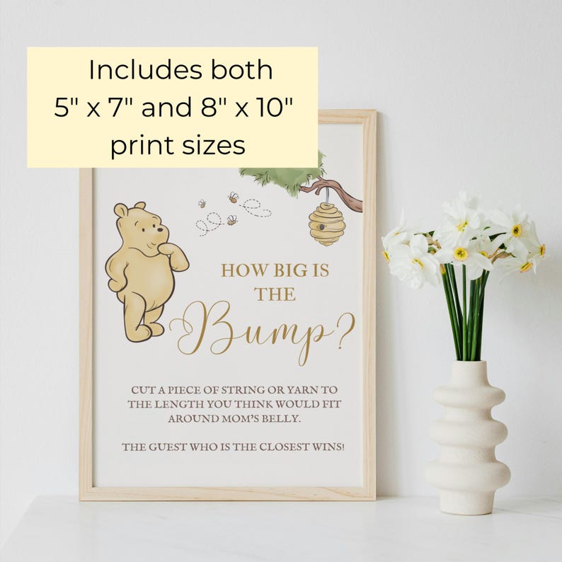 Winnie-the-pooh Baby Shower Game: How Big is Mom's Tummy (digital ...