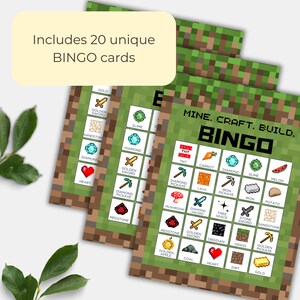 Pixel Craft Bingo, Printable Pixel Craft Birthday Game, Pixel Craft ...