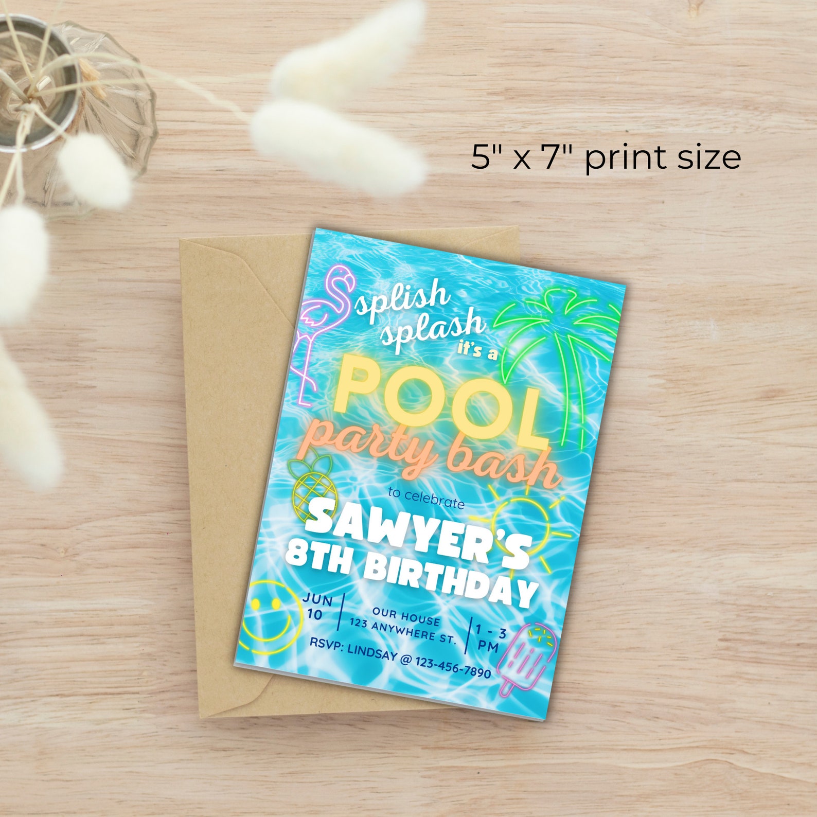 Editable Pool Party Invitation, Printable Pool Party Invite, Summer ...