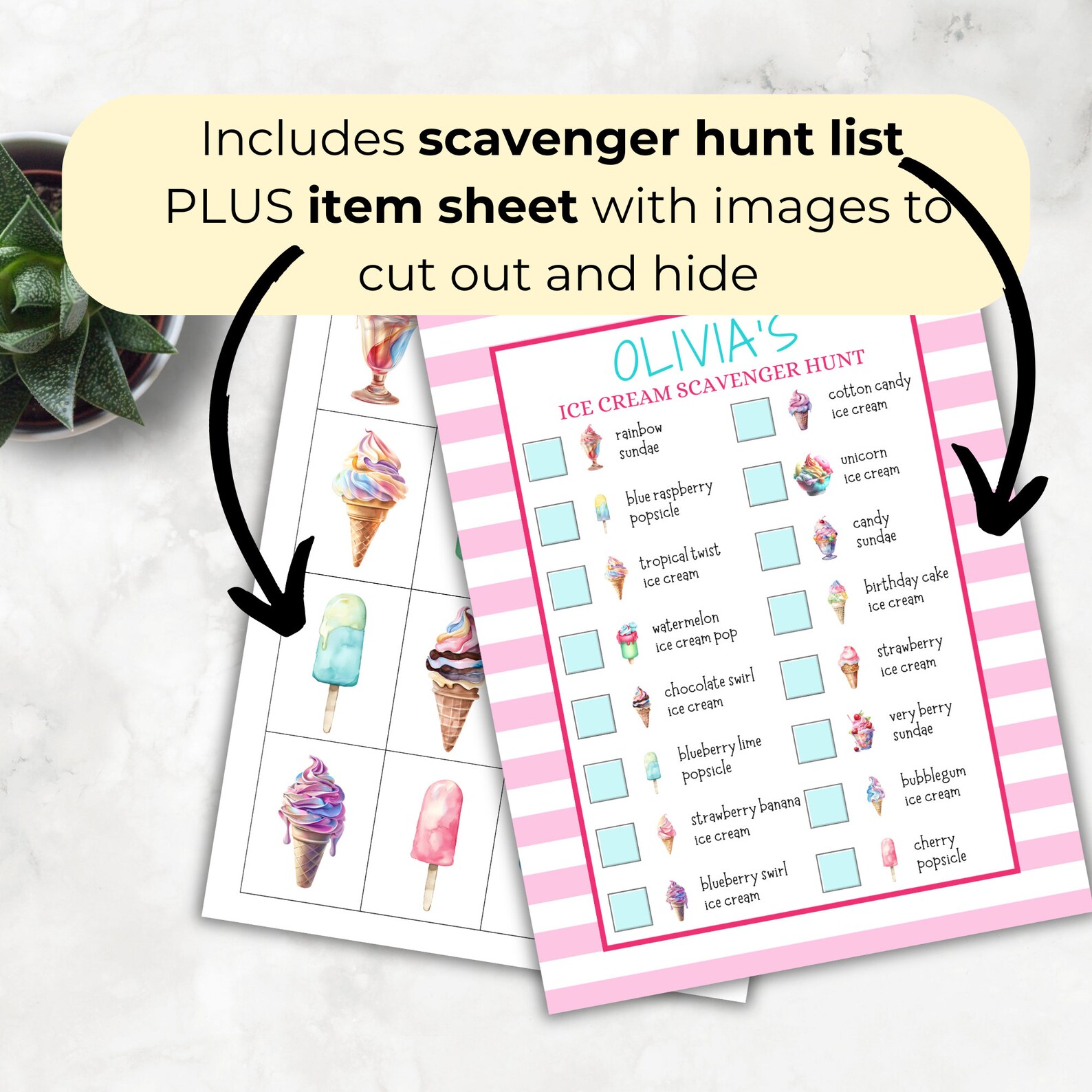 Personalizable Ice Cream Scavenger Hunt, Printable Sweet Treats Party ...