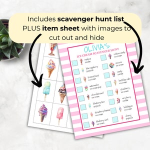 Personalizable Ice Cream Scavenger Hunt, Printable Sweet Treats Party ...