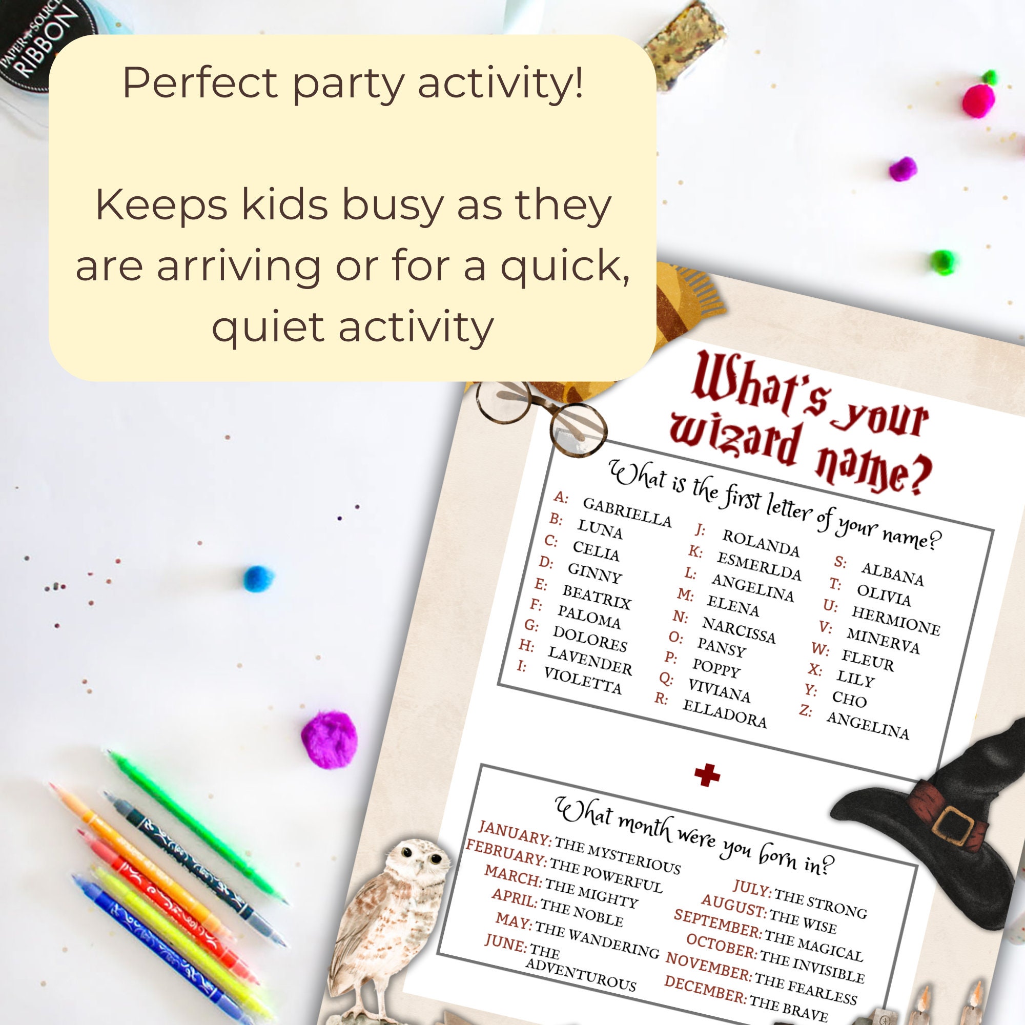 Wizard Name Generator, Printable Magic School Party Game, Wizard Party ...
