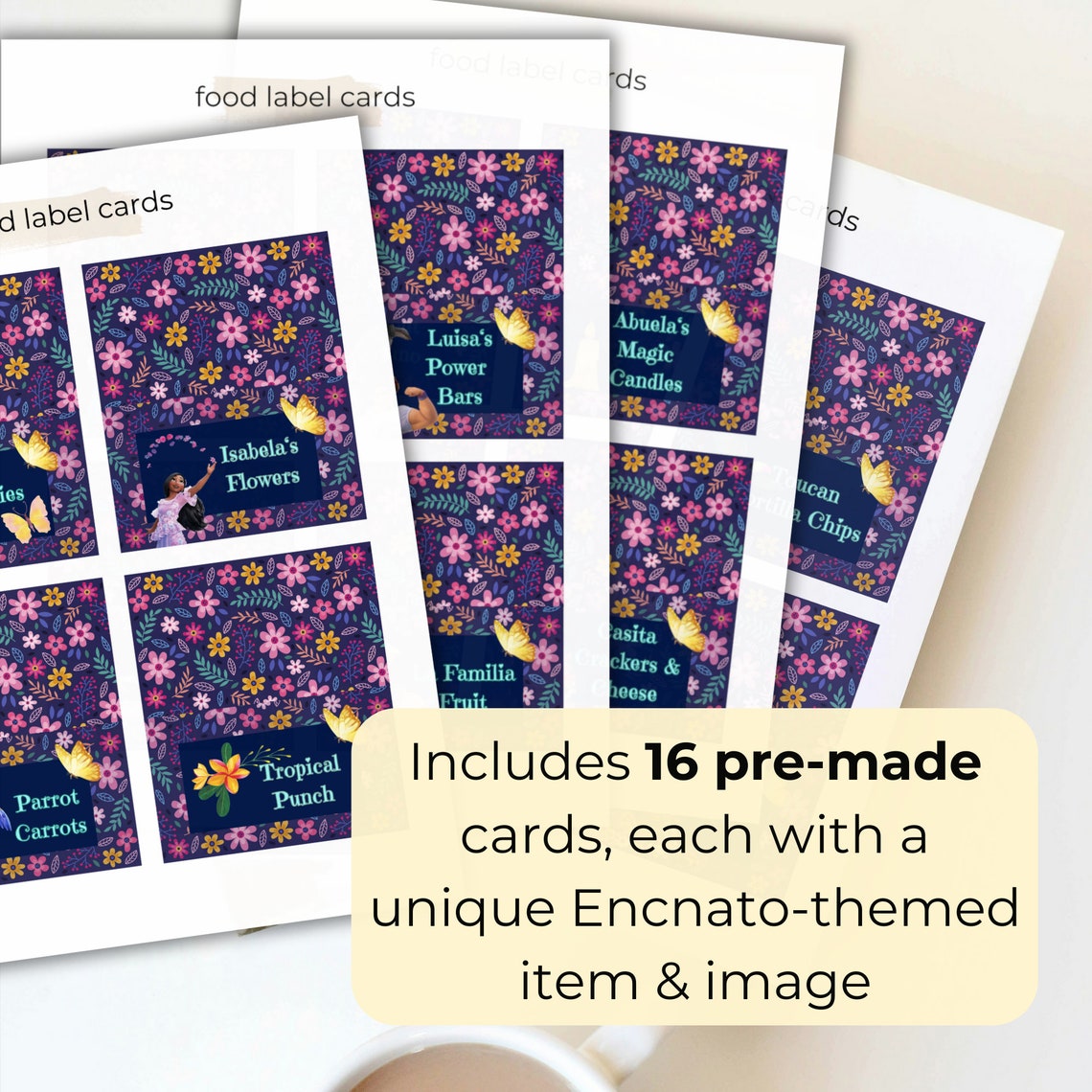 Editable Encanto Food Cards, Printable Encanto Food Label, Printable ...
