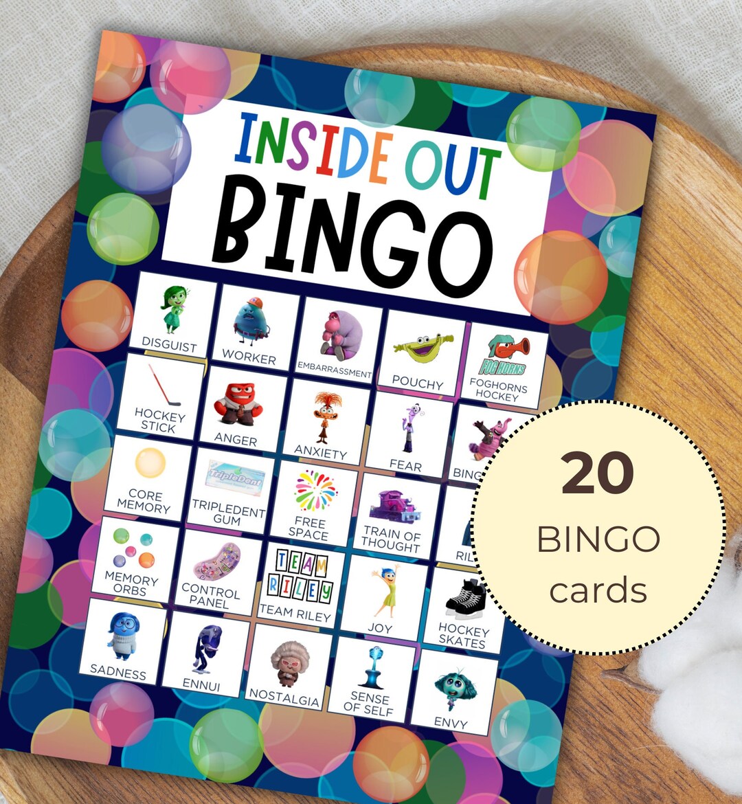 Inside Out 2 Bingo, Printable Inside Out Birthday Game, Inside Out ...