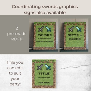 Editable Pixel Craft Favor Tag, Printable Video Game Party Favor Tag ...