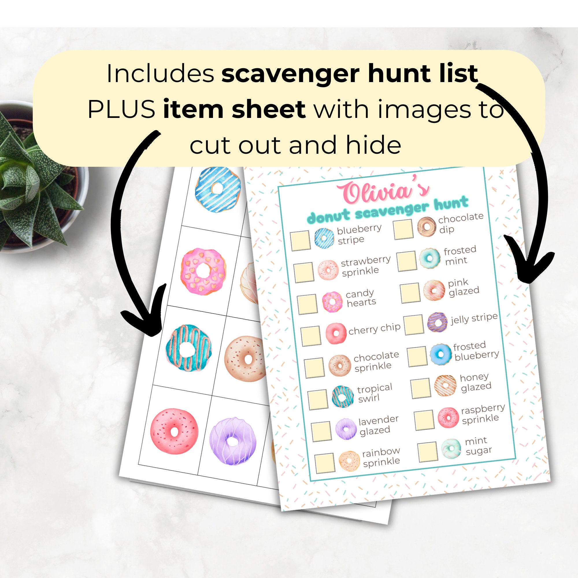 Personalizable Donut Scavenger Hunt, Donut Birthday Game (digital ...