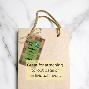 Editable Pixel Craft Favor Tag, Printable Video Game Party Favor Tag ...
