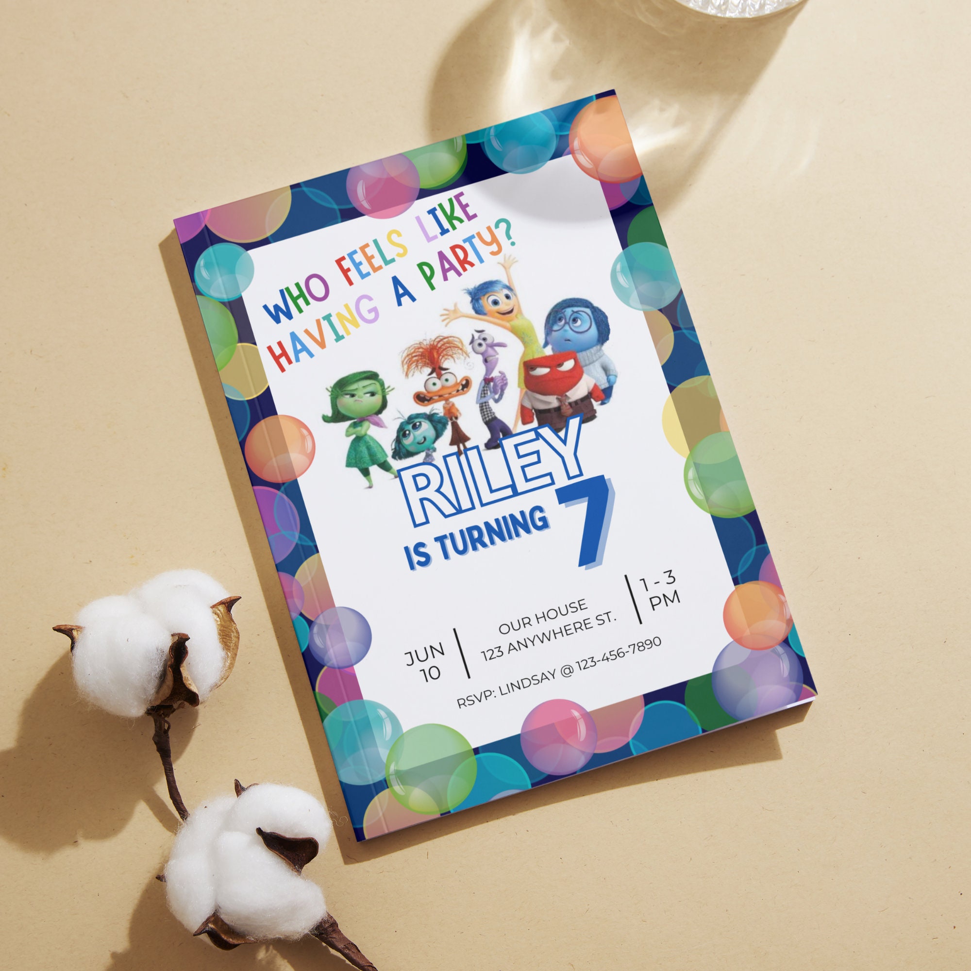 Editable Inside Out Invitation, Printable Inside Out 2 Invite, DIGITAL ...