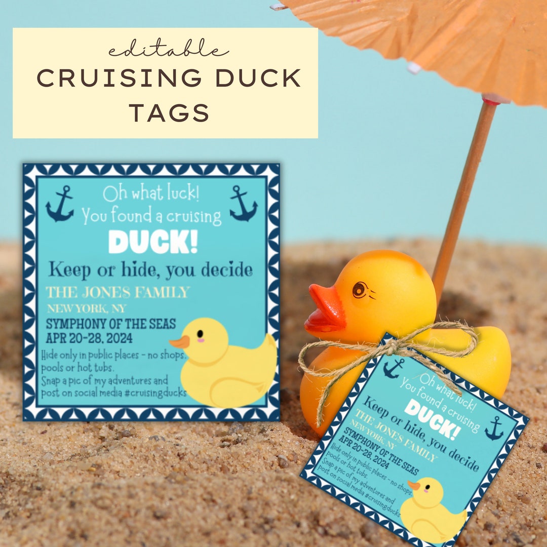 Editable Cruising Duck Tags, Printable Cruise Ship Duck Tags, Cruise ...