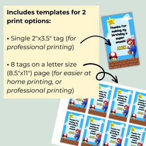 Editable Mario Favor Tag, Printable Mario Birthday Thank You Tag ...