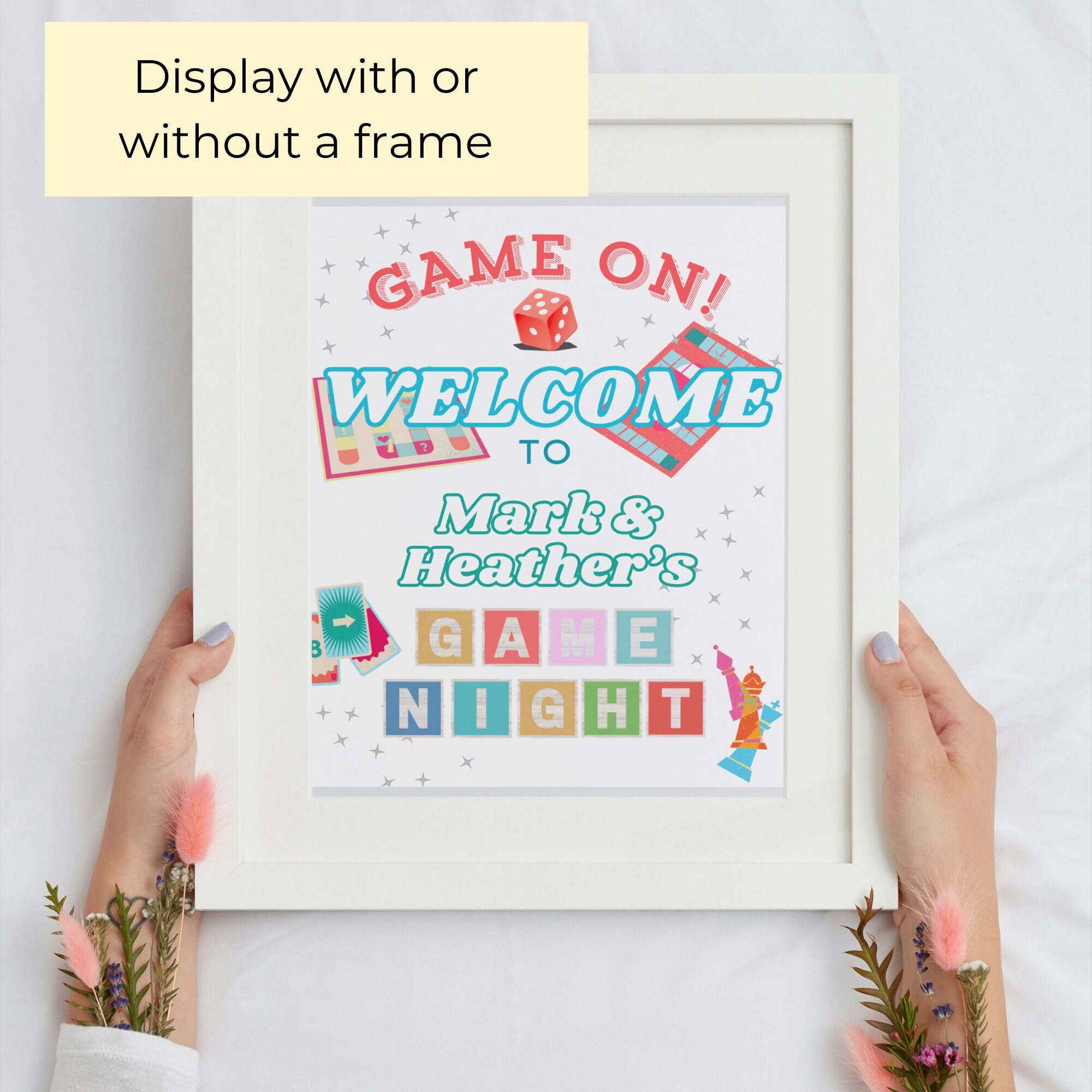 Editable Game Party Sign, Printable Game Night Welcome Sign, Game Night ...