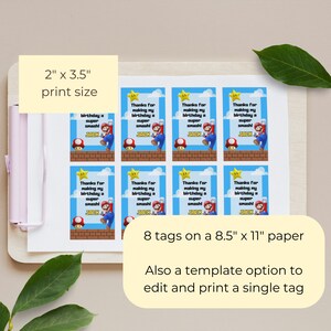 Editable Mario Favor Tag, Printable Mario Birthday Thank You Tag ...