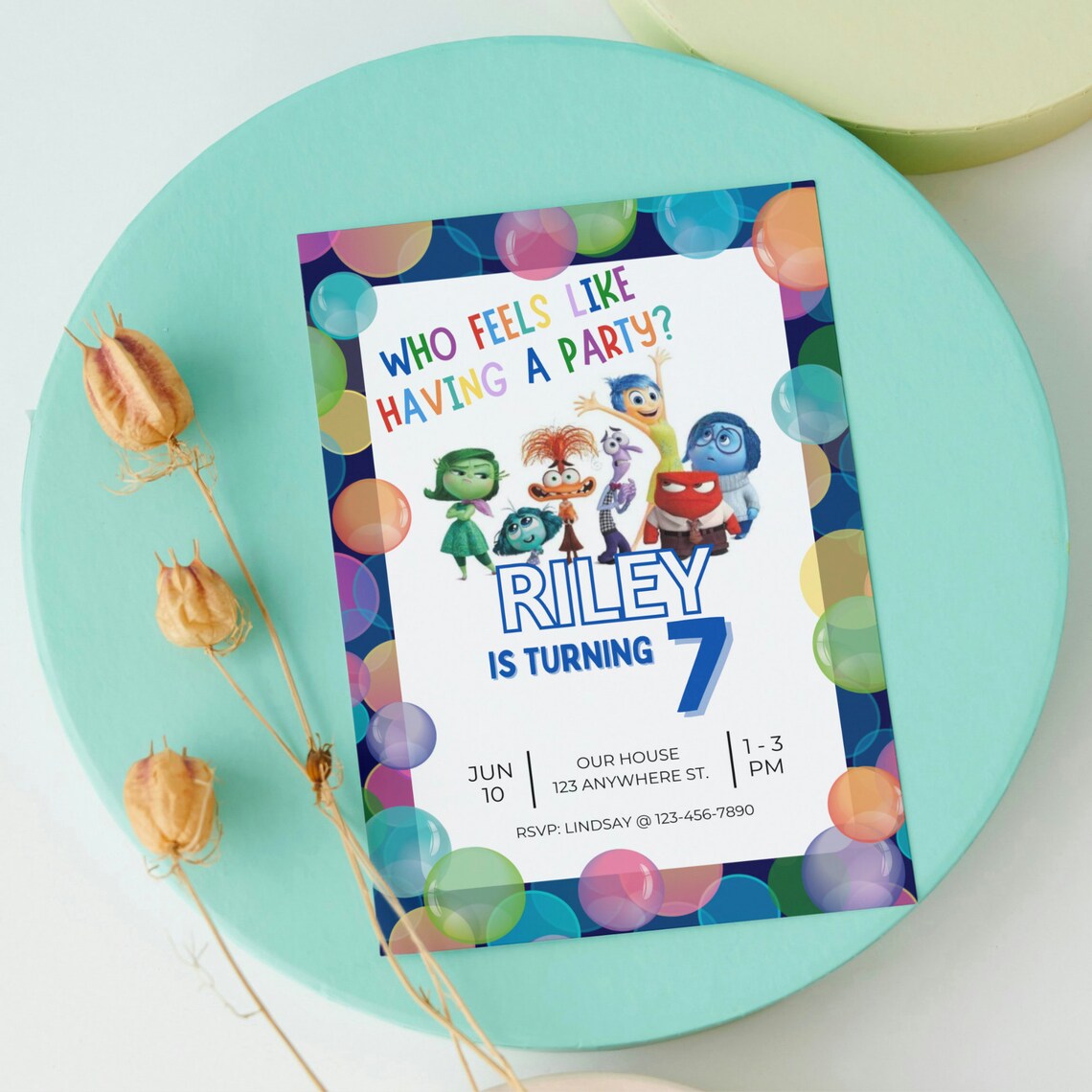 Editable Inside Out Invitation, Printable Inside Out 2 Invite, DIGITAL ...