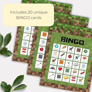 Pixel Craft Bingo, Printable Pixel Craft Birthday Game, Pixel Craft ...