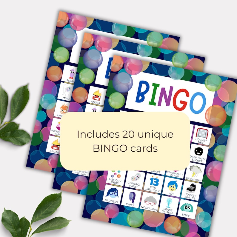 Inside Out Bingo, Inside Out 2 Party Game, Kids Birthday Party Game ...