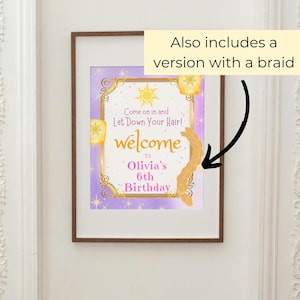 Rapunzel Welcome Sign, Editable Rapunzel Birthday Sign, Printable ...
