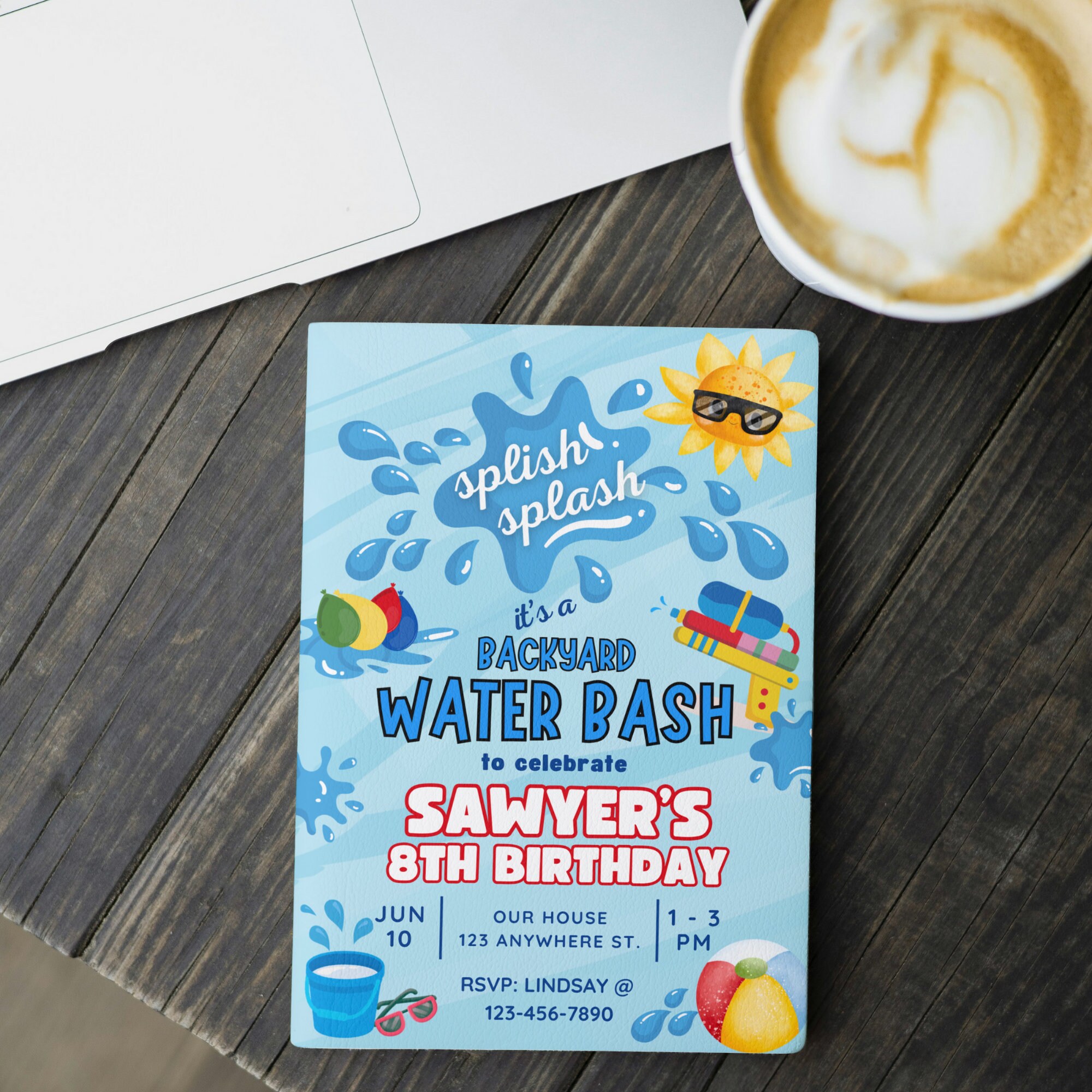 Editable Water Gun Party Invitation, Printable Water Play Party Invite ...