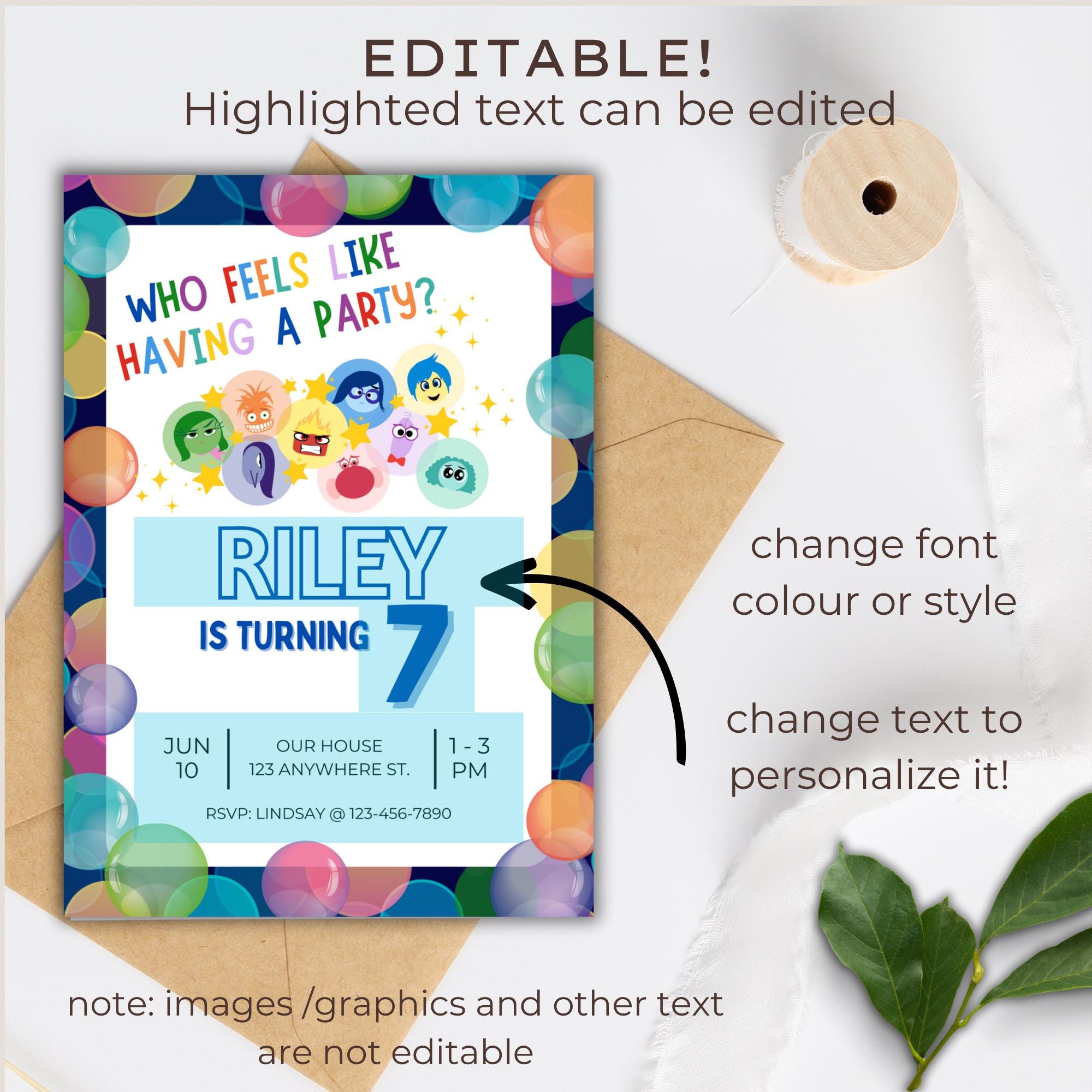 Inside Out Invitation Editable Inside Out 2 Invite DIGITAL DOWNLOAD - Etsy