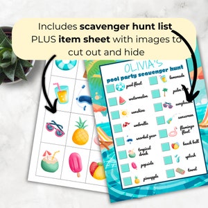 Personalizable Pool Party Scavenger Hunt, Printable Pool Party Activity ...