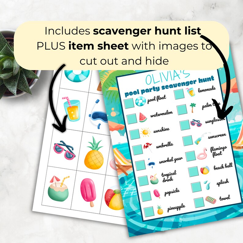 Personalizable Pool Party Scavenger Hunt, Printable Pool Party Activity ...
