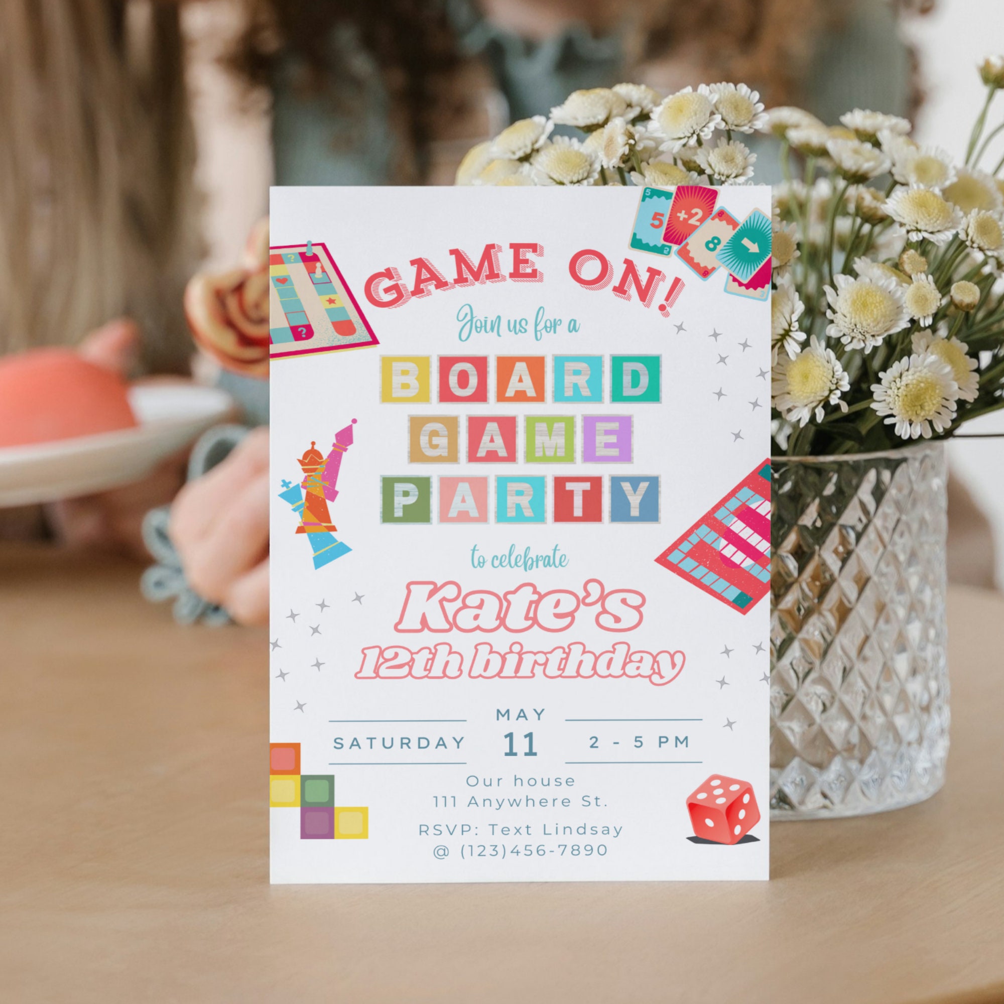 Editable Board Game Party Invitation, Printable Game Night Invite ...