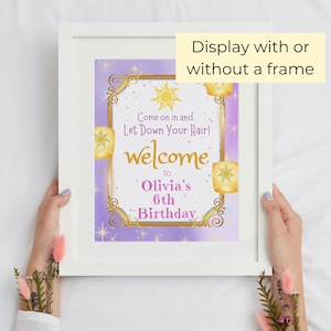 Rapunzel Welcome Sign, Editable Rapunzel Birthday Sign, Printable ...
