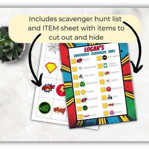 Personalizable Superhero Scavenger Hunt, Printable Superhero Party Game ...