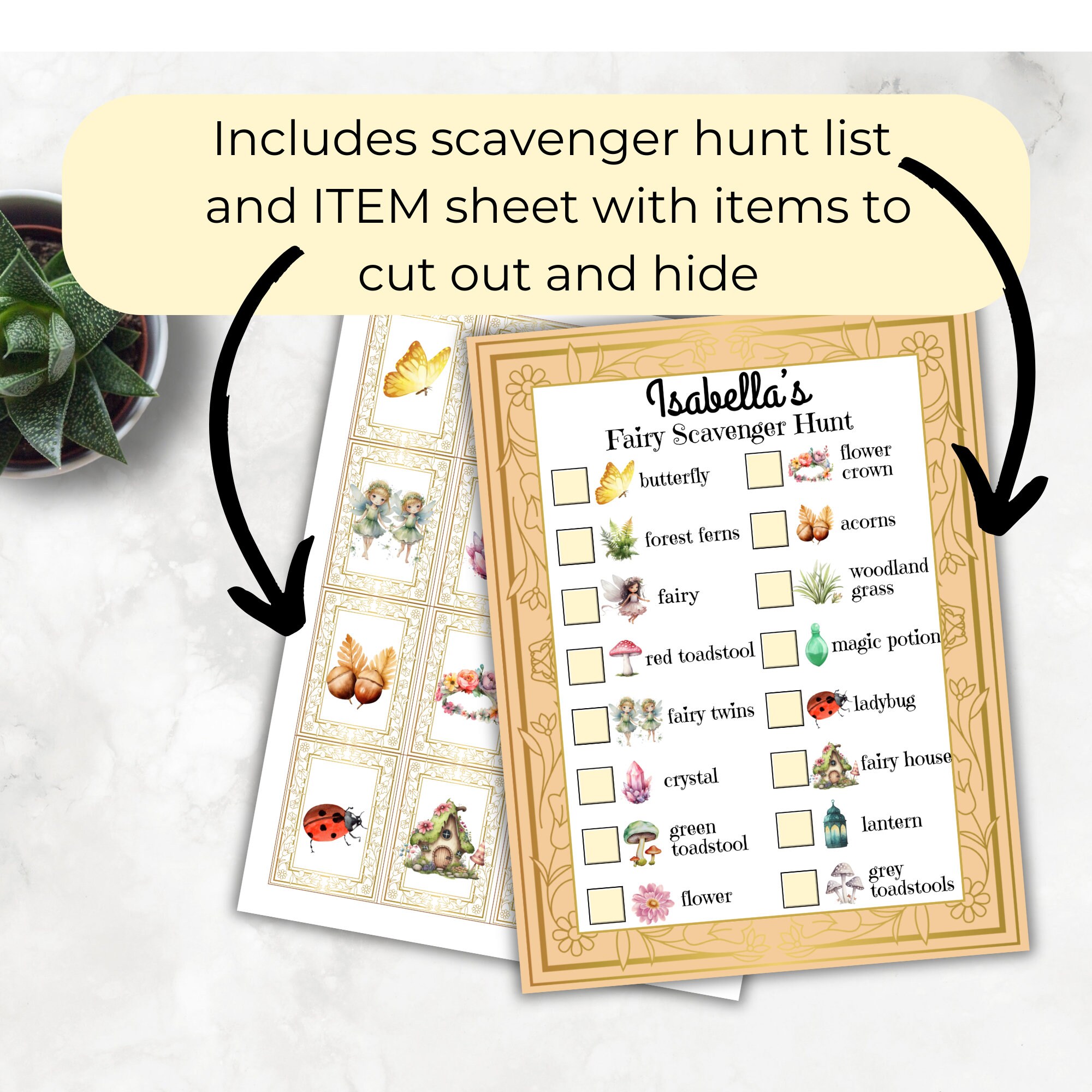 Personalizable Fairy Scavenger Hunt, Printable Fairy Garden Party ...