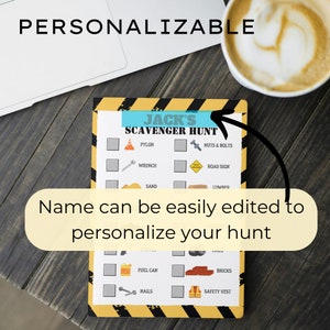 Personalizable Construction Party Scavenger Hunt, Printable ...