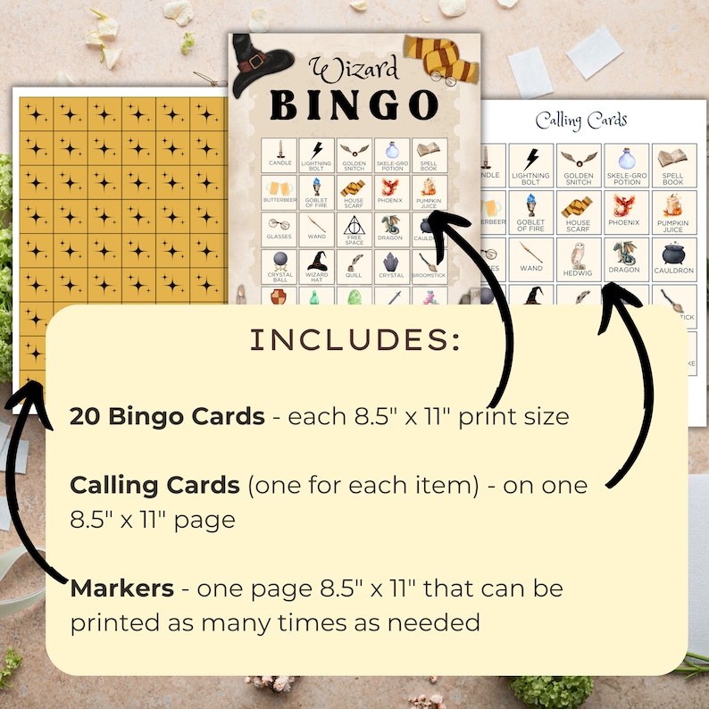 Wizard Bingo, Printable Wizard Party Game, Wizard Party Activity ...