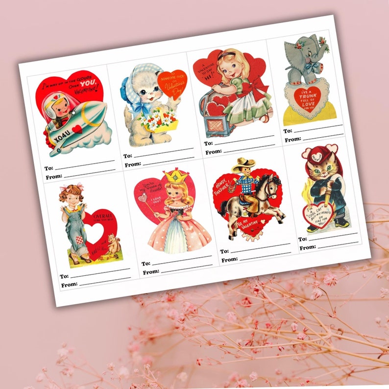Printable Vintage Valentine's Cards, Printable Retro Children's ...