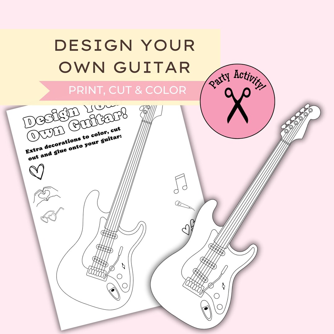 DIY Guitar Party Activity, Printable Make Your Own Guitar, Music Guitar ...