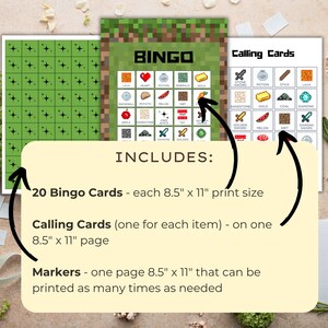Pixel Craft Bingo, Printable Pixel Craft Birthday Game, Pixel Craft ...