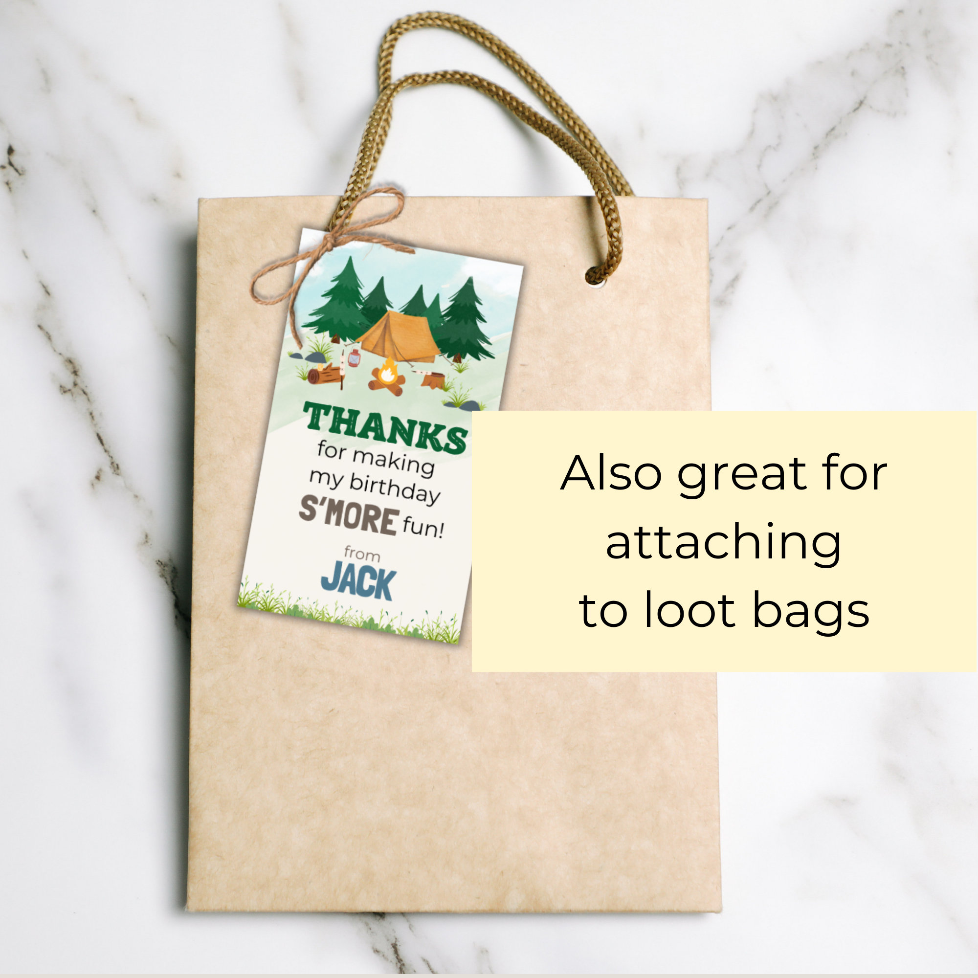Editable Camping Party Favor Tag, Printable Camping Birthday Thank You ...