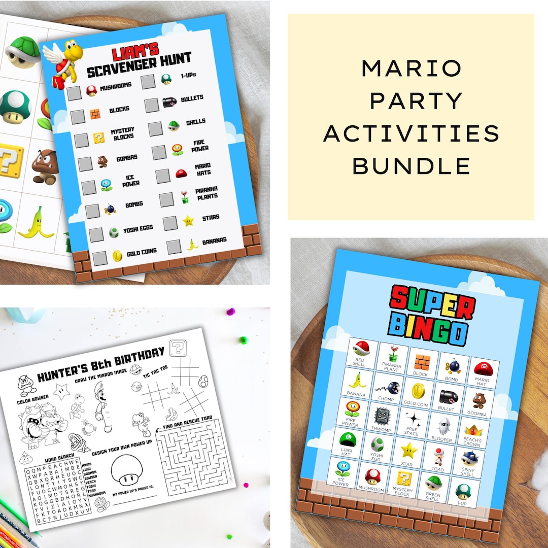 Mario Party Activity Bundle, Printable Mario Birthday Games, Mario ...