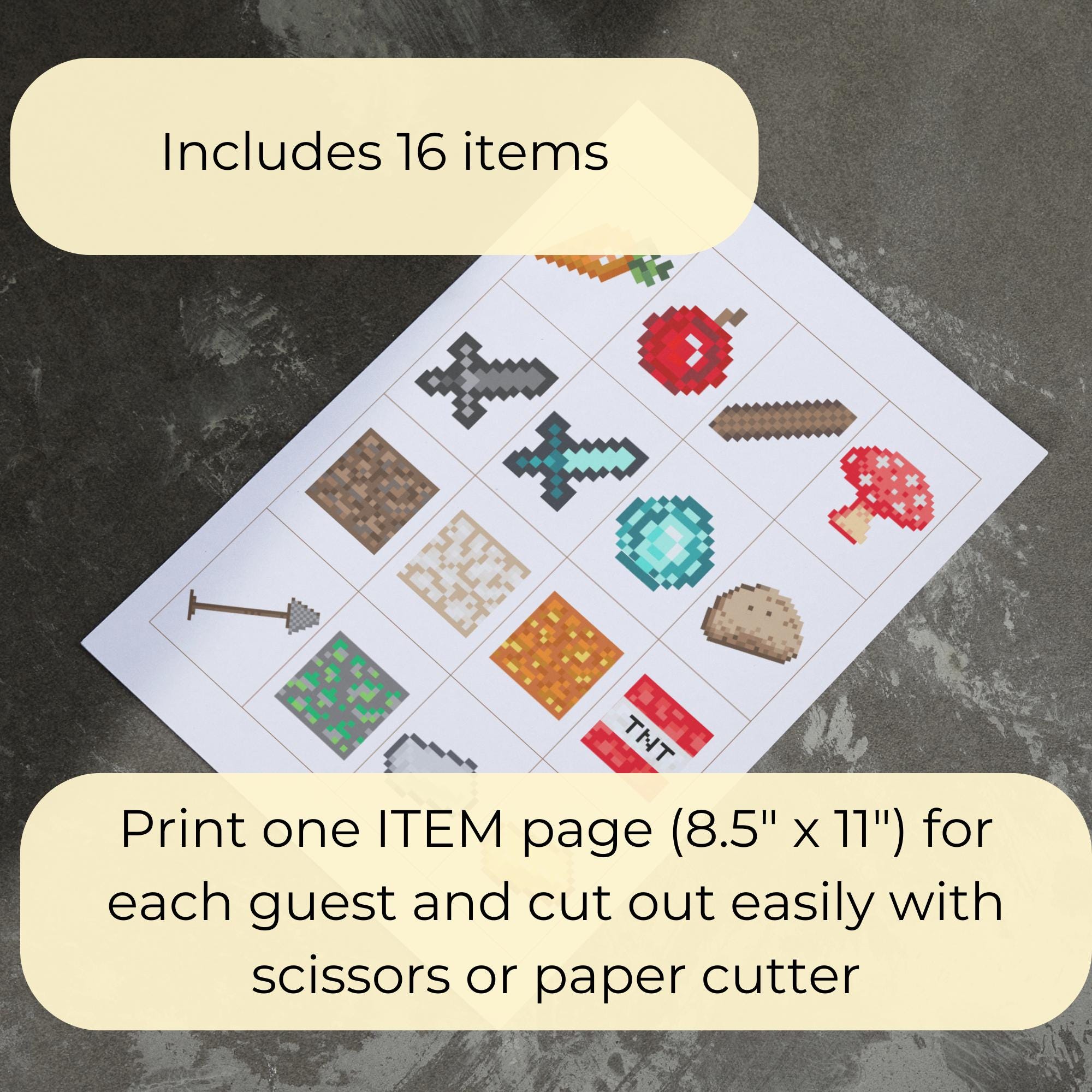 Personalizable Pixel Craft Scavenger Hunt, Video Game Party Activity ...