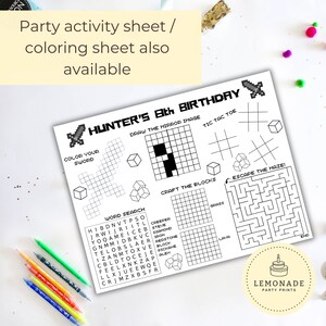 Pixel Craft Bingo, Printable Pixel Craft Birthday Game, Pixel Craft ...