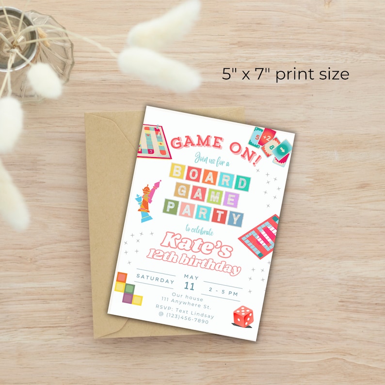 Editable Board Game Party Invitation, Printable Game Night Invite ...
