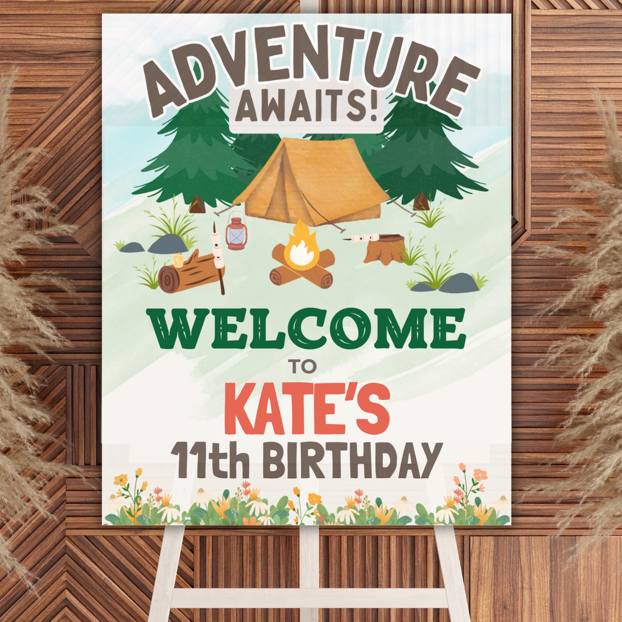 Editable Camping Party Welcome Sign, Printable Camping Birthday Welcome ...