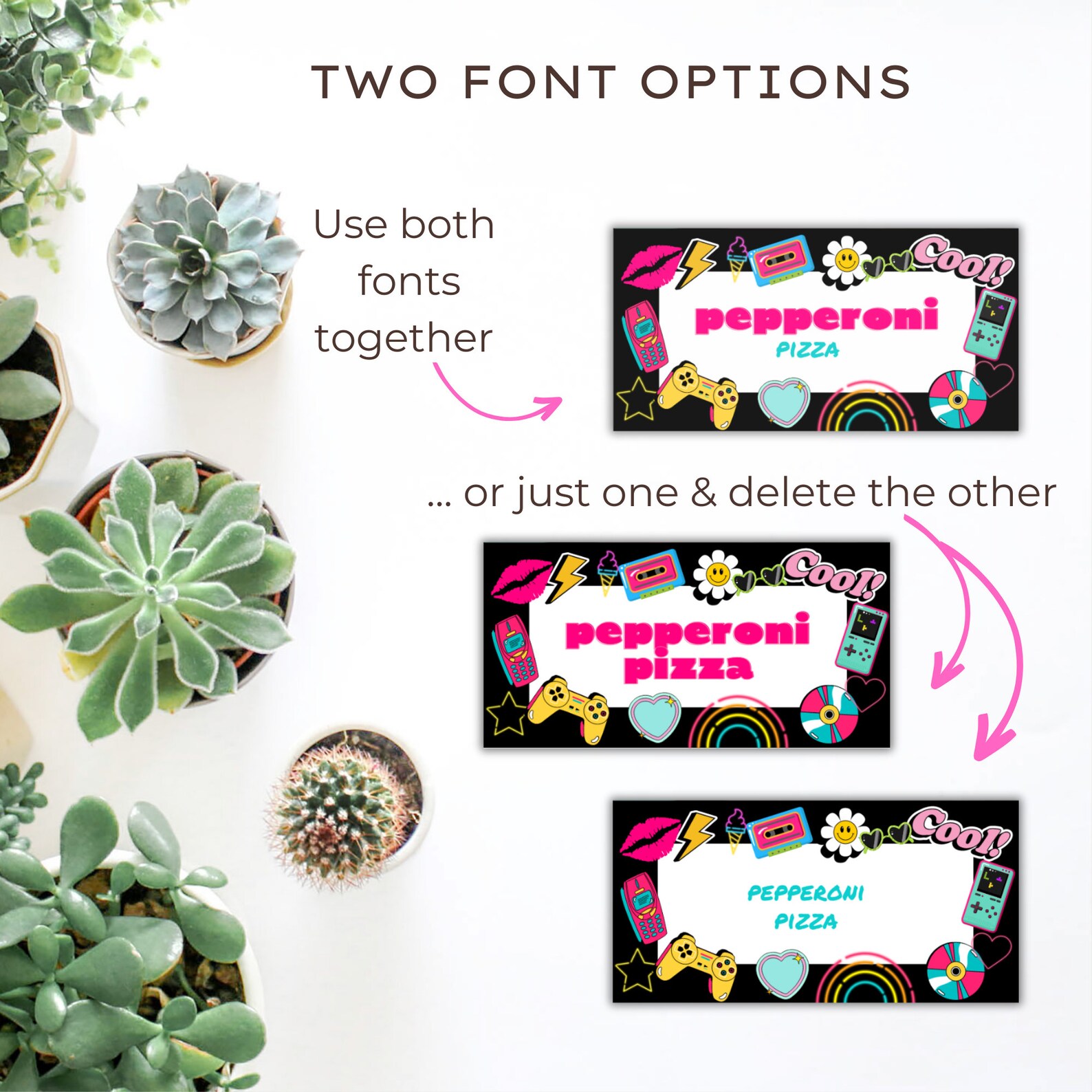 Editable 90s Food Labels, Printable Retro Party Food Cards, Printable ...