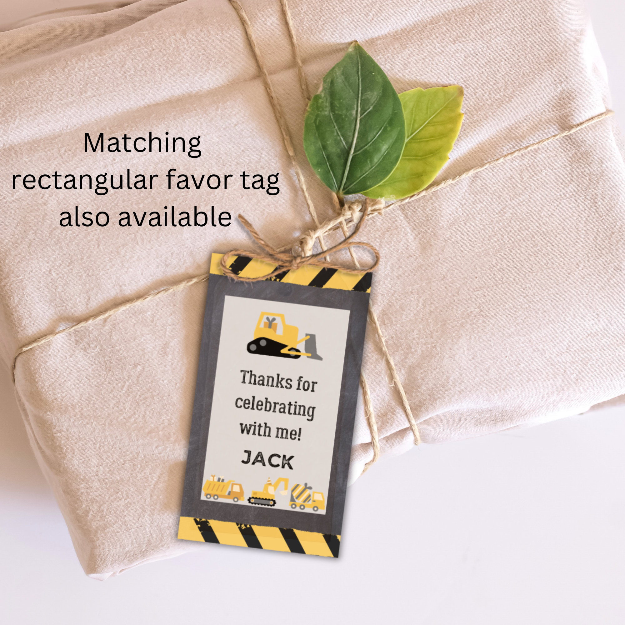 Editable Construction Thank You Tag, Printable Truck Party Favor Tag ...