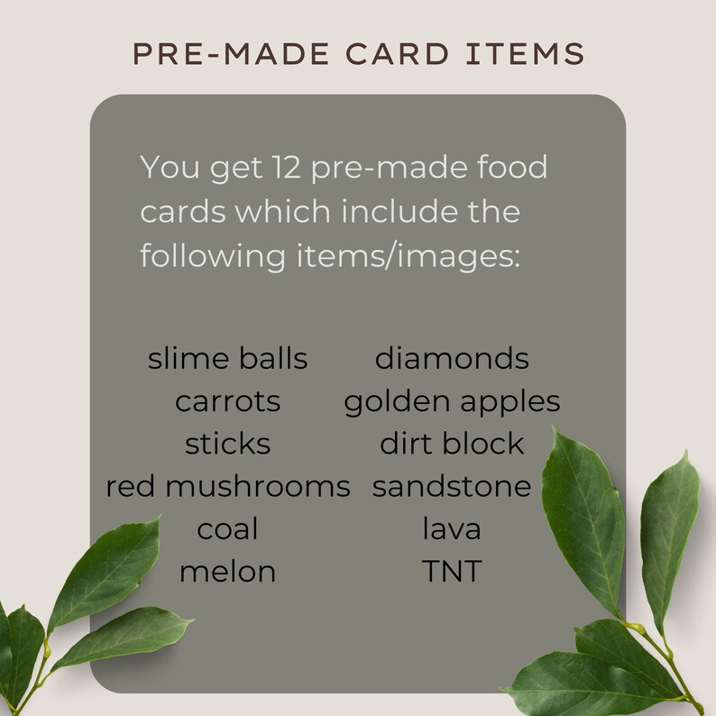 Editable Pixel Craft Food Cards, Video Game Food Tents, Pixel Craft ...