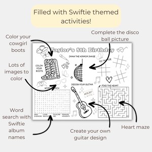 Personalizable Swiftie Party Activity, Printable Swiftie Activity Sheet ...