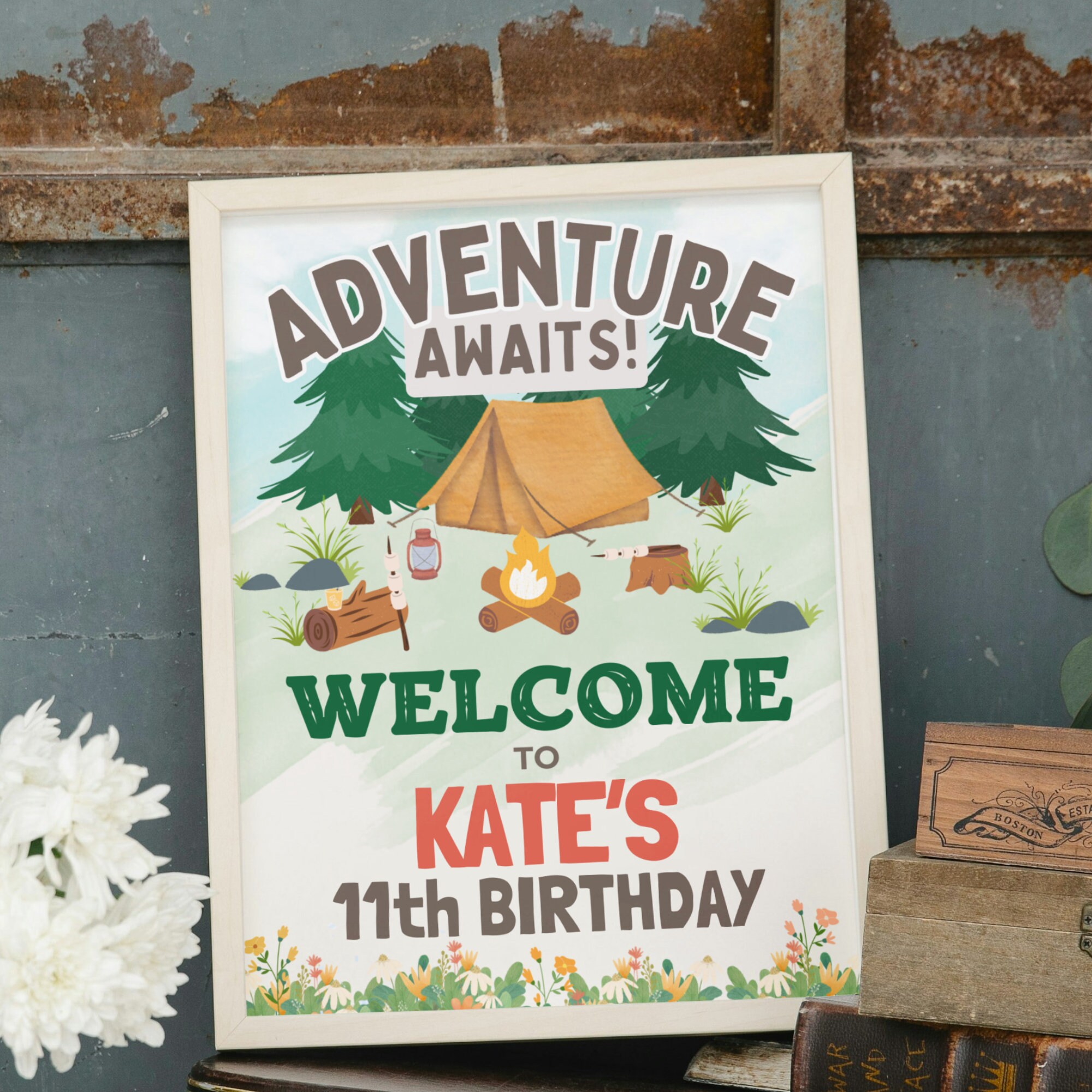 Editable Camping Party Welcome Sign, Printable Camping Birthday Welcome ...
