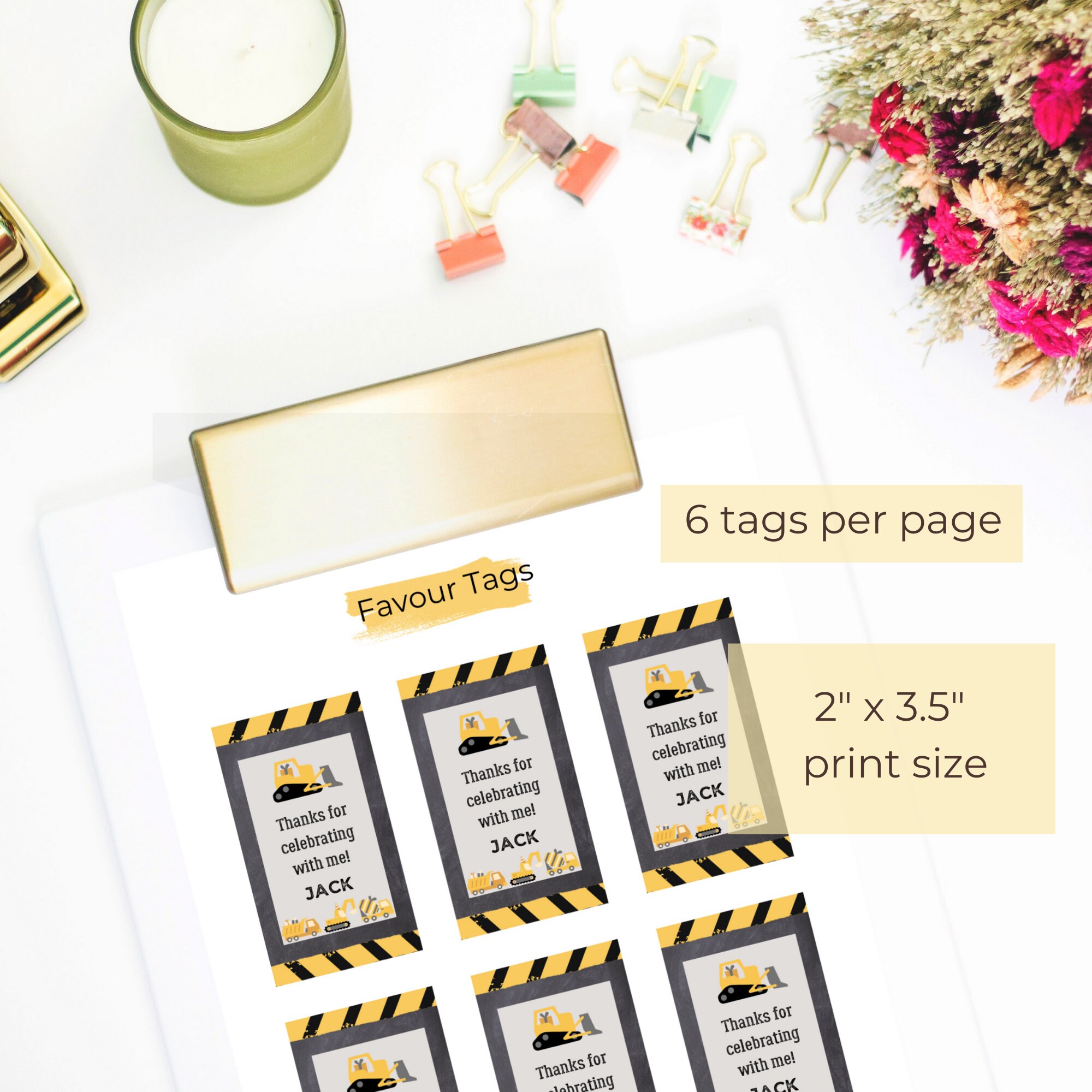 Editable Construction Favor Tag Printable Construction - Etsy