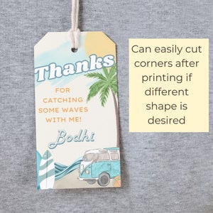 Editable Beach Bash Favor Tag, Printable Surf Birthday Thank You Tag ...