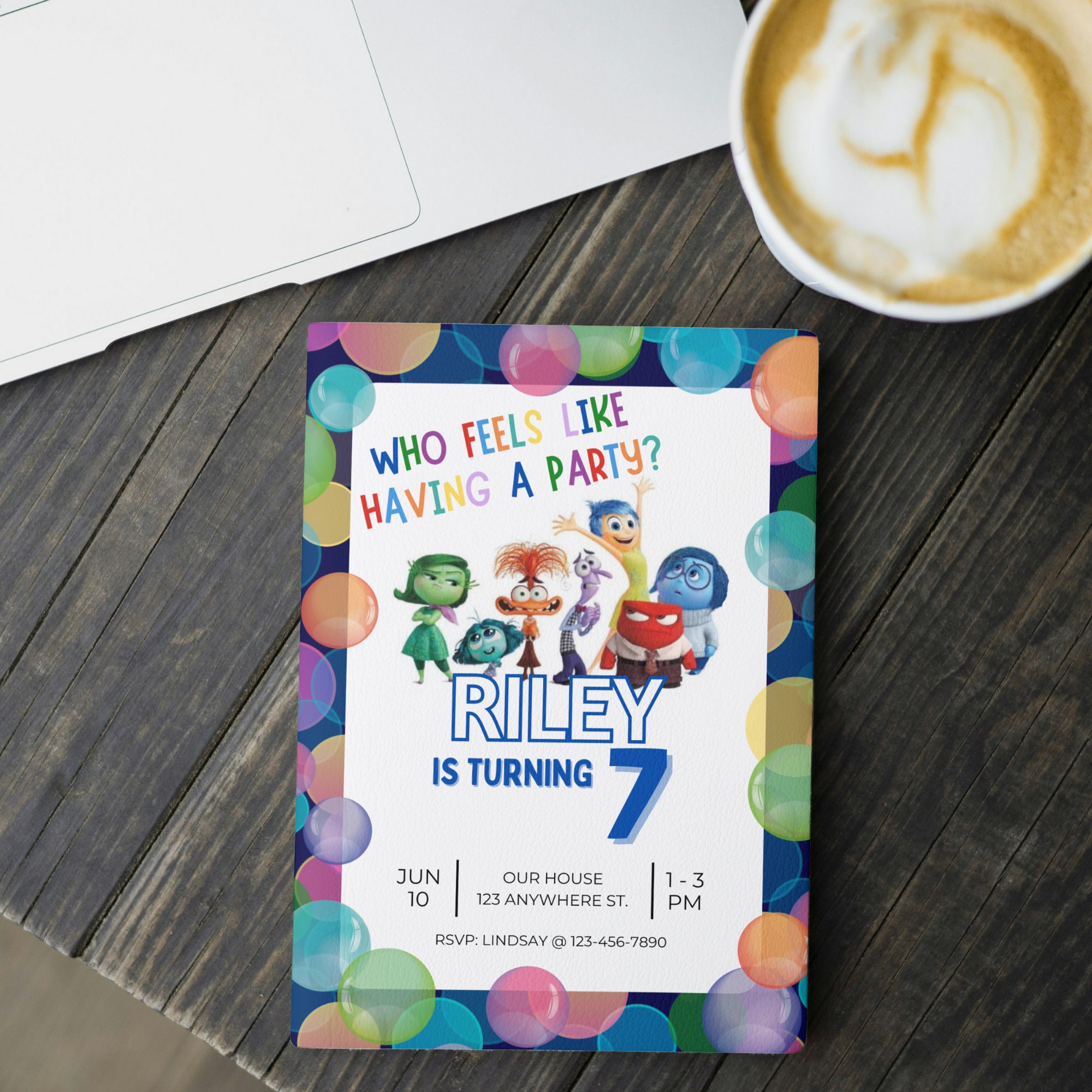 Editable Inside Out Invitation, Printable Inside Out 2 Invite, DIGITAL ...