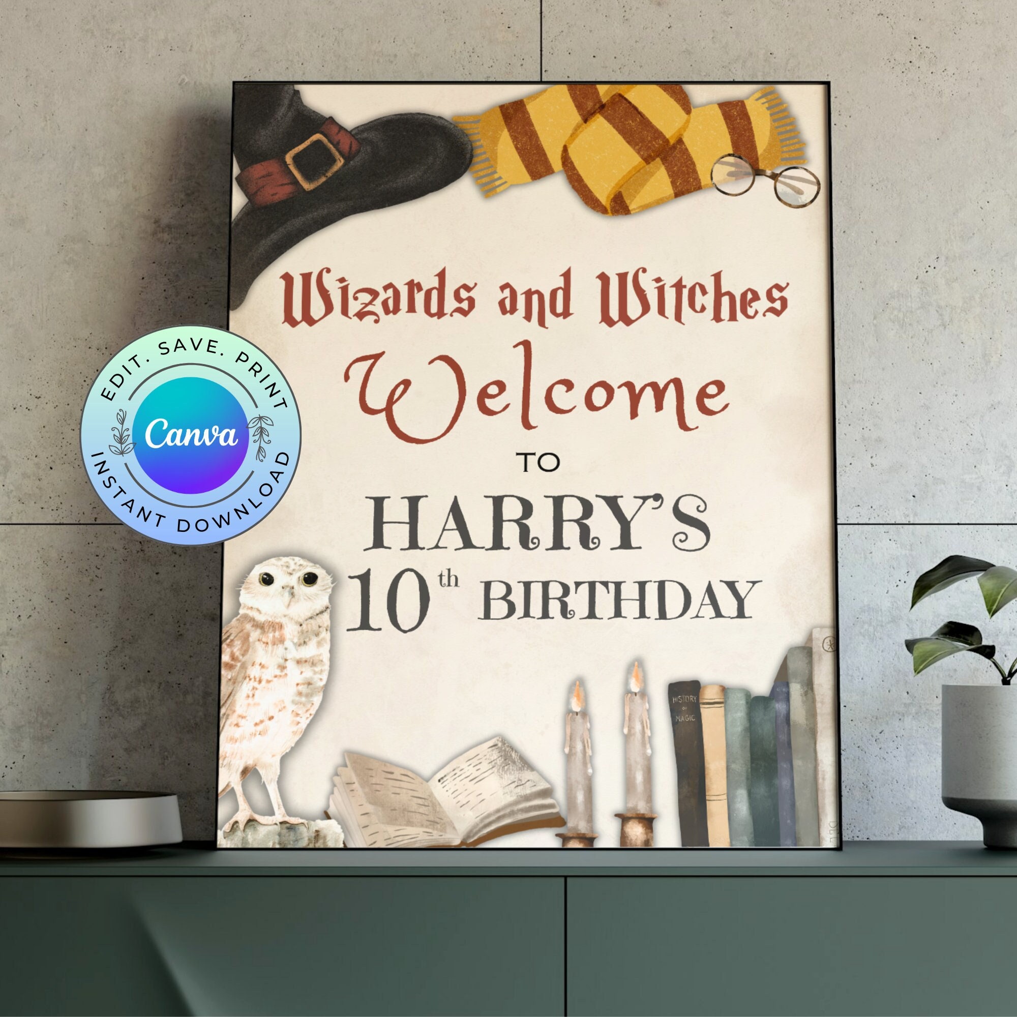 Editable Wizard Birthday Welcome Sign, Printable Wizard Party Welcome ...