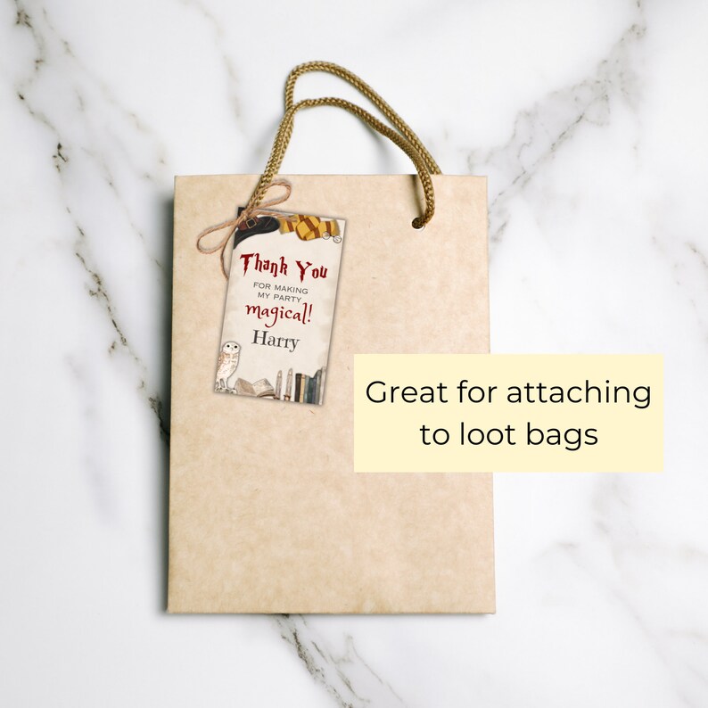 Editable Wizard Favor Tag, Printable Wizard Thank You Tag, Printable ...