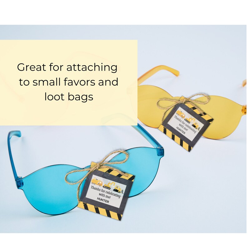 Editable Construction Thank You Tag, Printable Truck Party Favor Tag ...